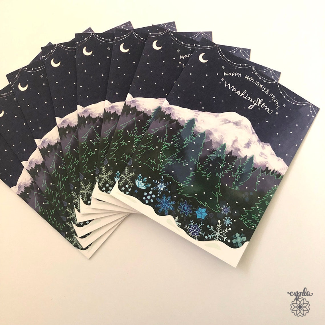 Washington State Holiday Cards Washington Christmas Card | Etsy