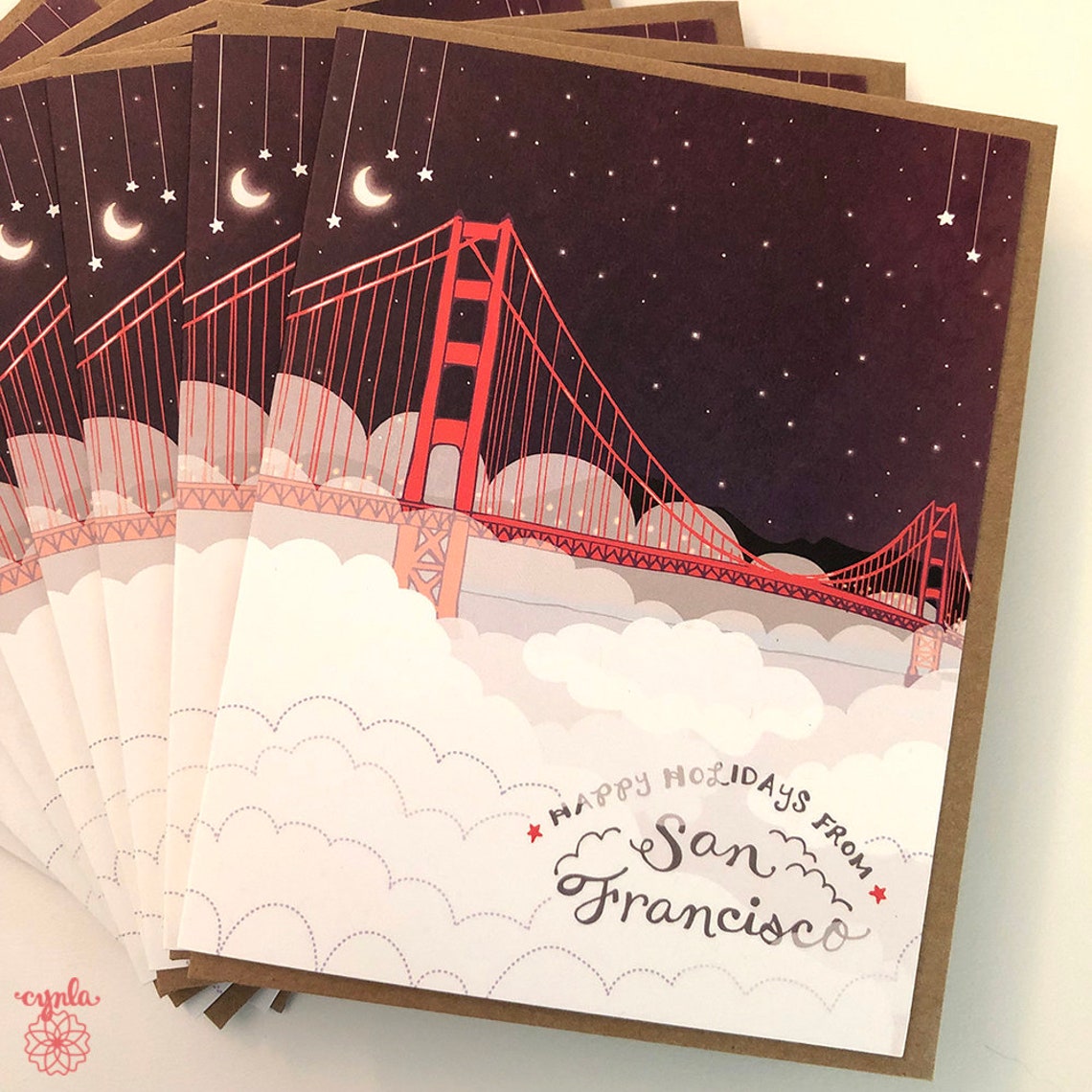 San Francisco Holiday Card BOX of 8 holiday cards SF xmas | Etsy