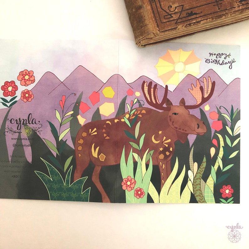 Sun Moose Card Moose Greeting Cards Moose and Mountains | Etsy