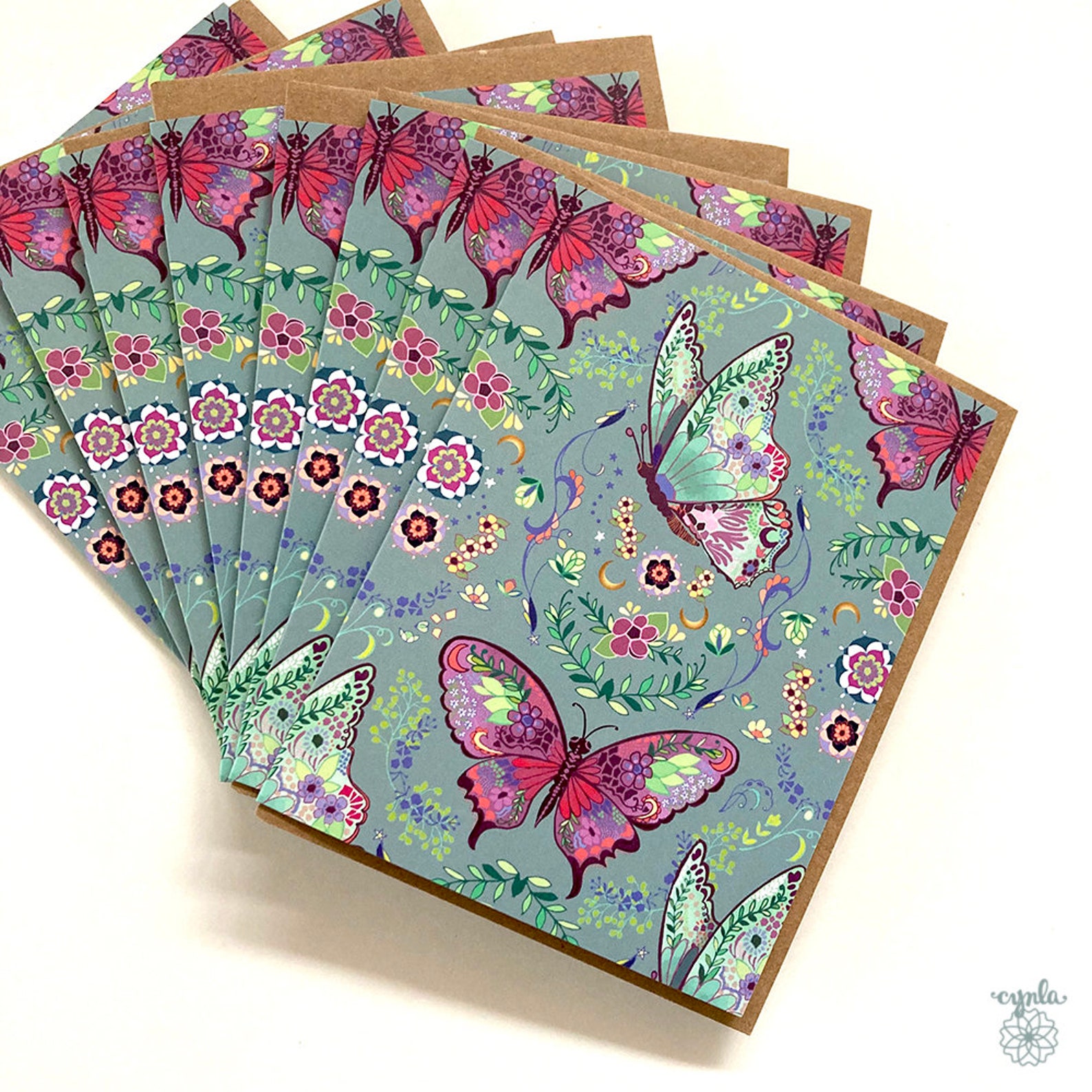 Butterfly Card Butterflies Pattern Greeting Card Blank Notes Gift Thank ...
