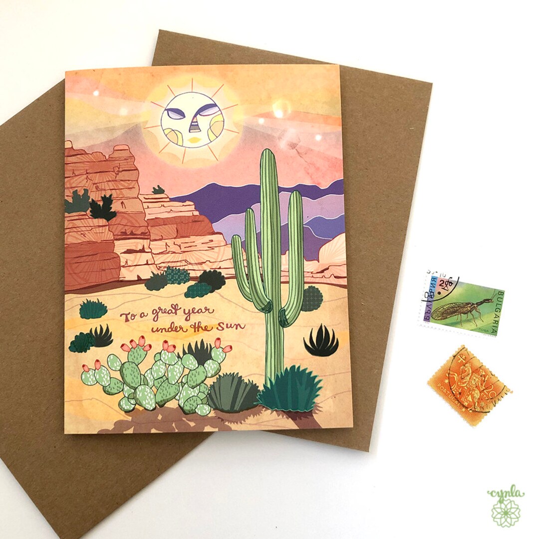 Desert Birthday Greeting Card - Birthday Card Saguaro, Desert Cactus ...