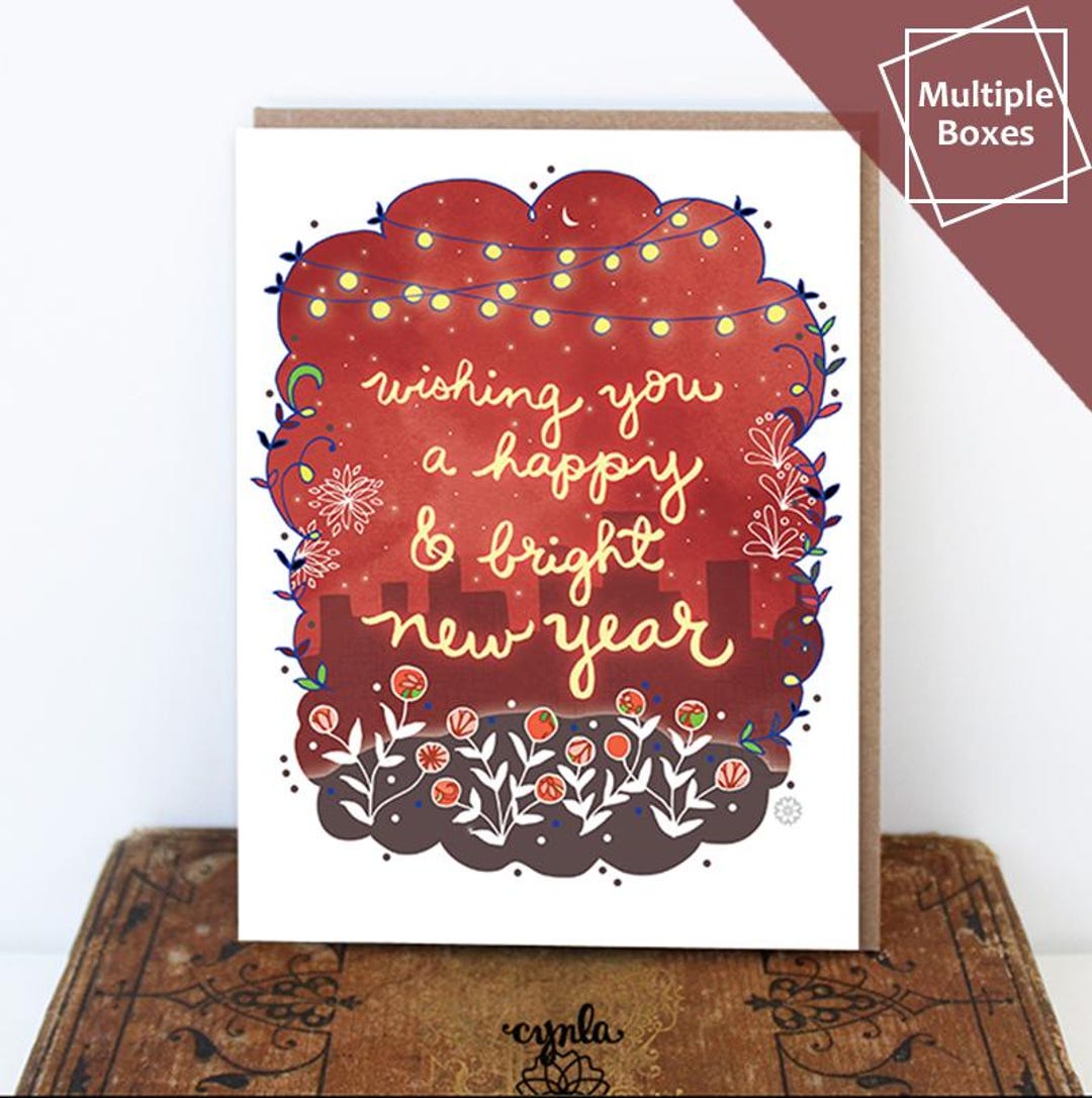 Bright Happy New Year Cards Holiday Cards New Years Day Starry City ...