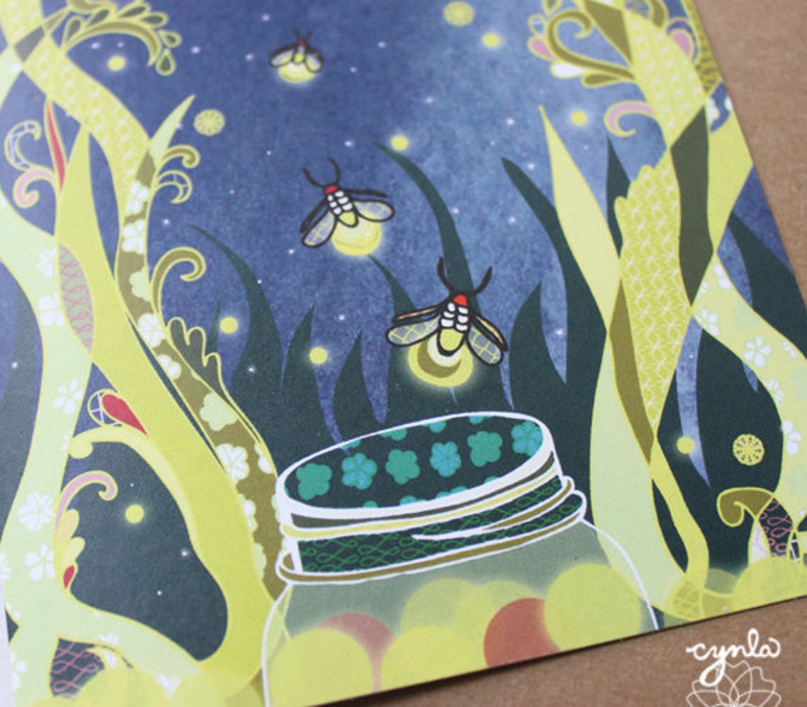 Fireflies Birthday Greeting Card Fireflies Card Birthday - Etsy