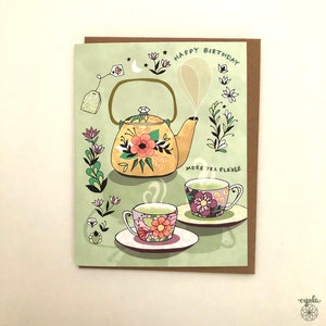 Green Tea Greeting Card - Tea Card, Tea Birthday Card, Tea Time ...