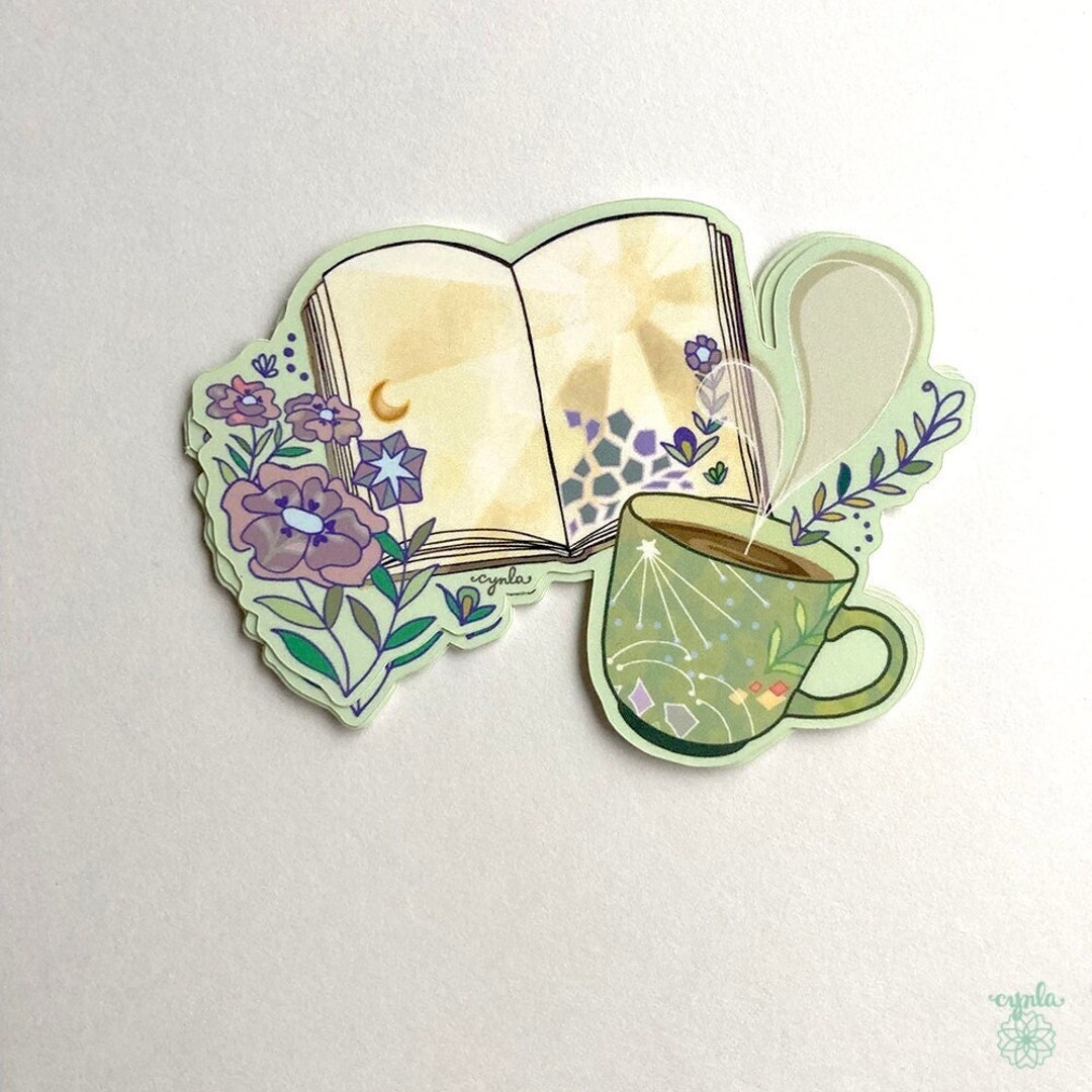 Coffee Book Sticker - Stickers 3-3.5 Inch Vinyl Bookstore Café Coffee ...