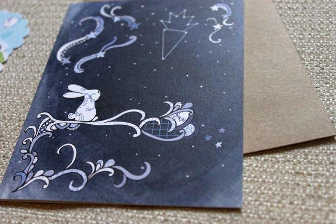 Starry Bunny Happy Birthday Card - Constellation Card Bunny Lover Card ...