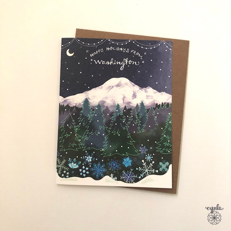 Washington State Holiday Cards Washington Christmas Card | Etsy