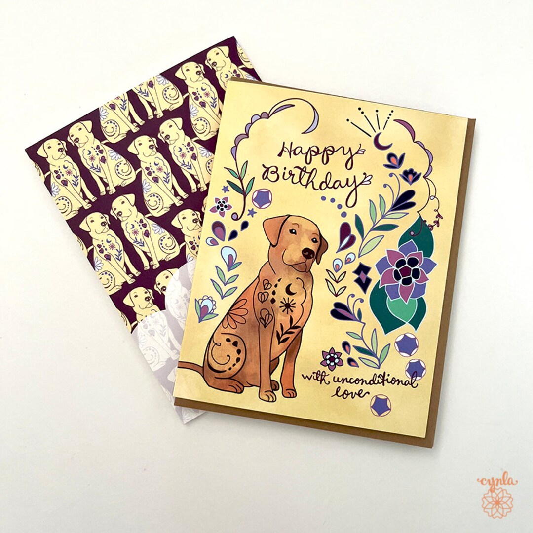 Dog Birthday Greeting Card - Golden Retriever Puppy Birthday Card ...