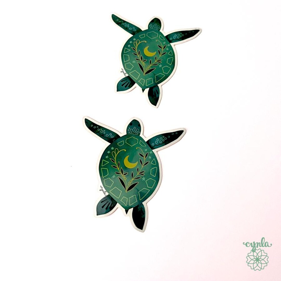 Sea Turtle Sticker - Peaceful Green Ocean Stickers Turtle 3 Inch Vinyl ...