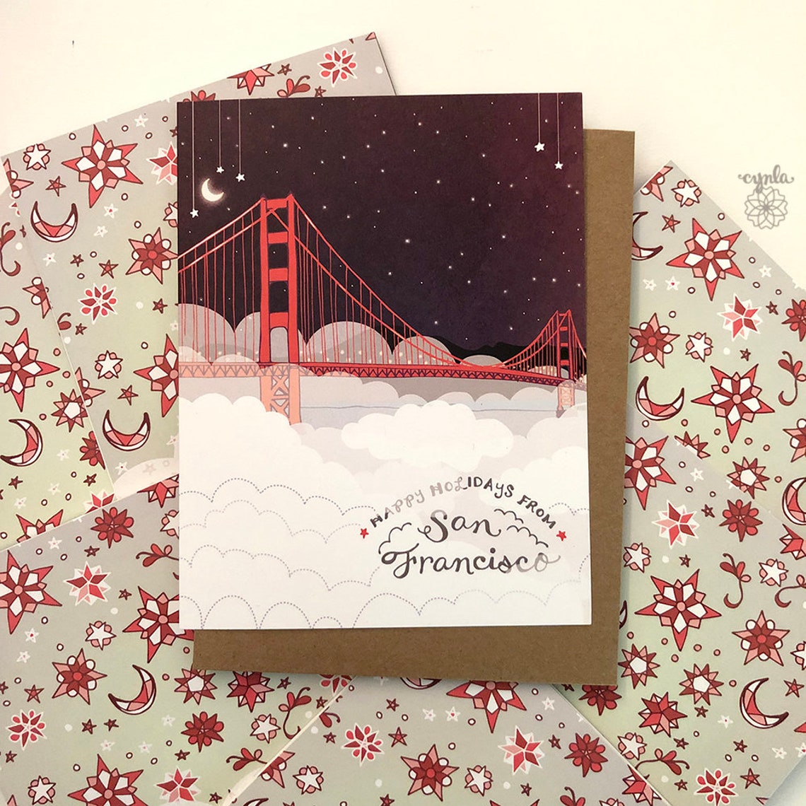 San Francisco Holiday Card BOX of 8 holiday cards SF xmas | Etsy