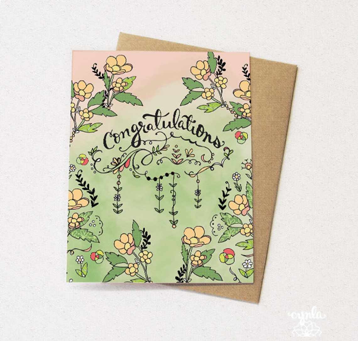 Congratulations Greeting Card Congrats Card Congratulations | Etsy