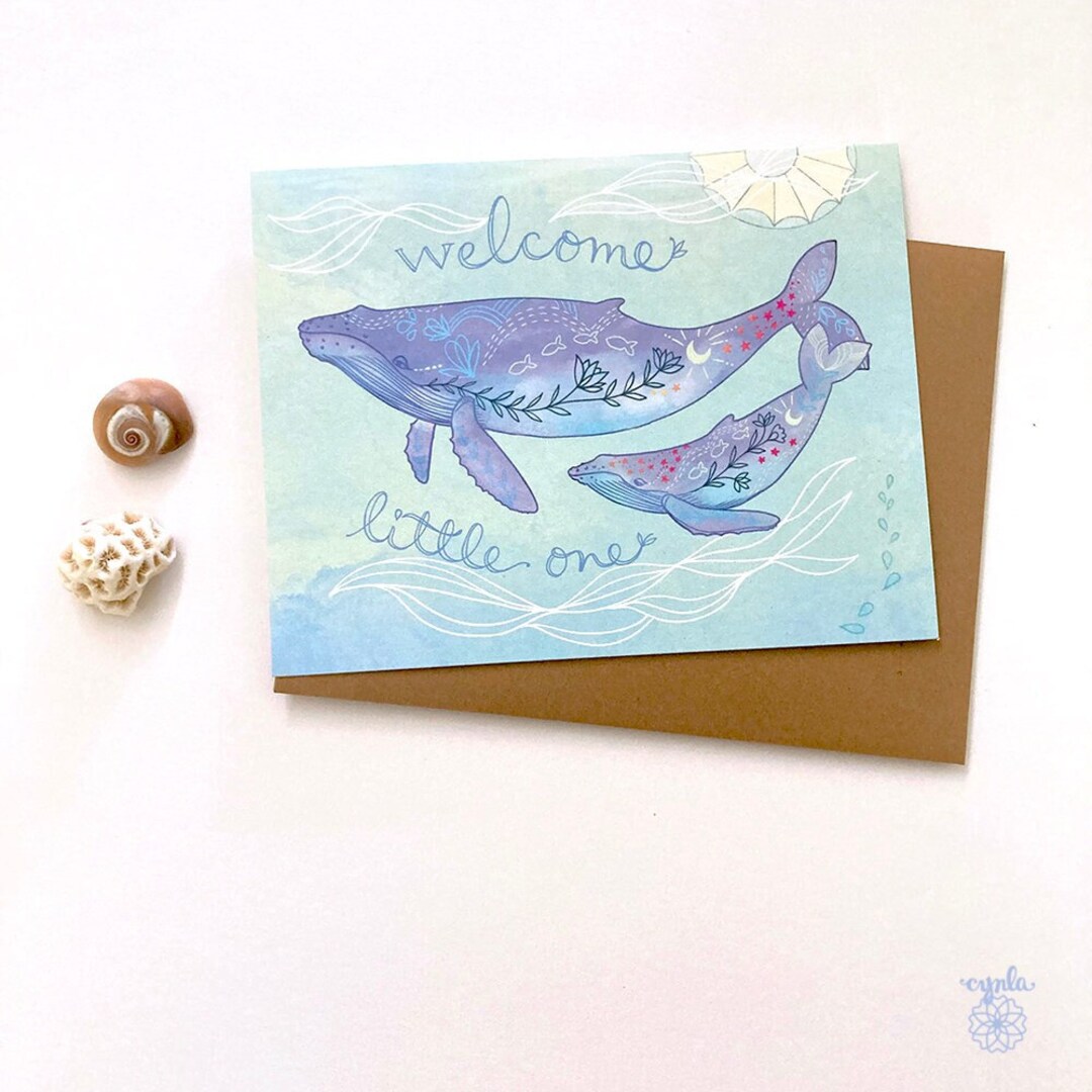 Whale Baby Card - Welcome Baby Ocean Cards New Baby Congrats Welcome ...