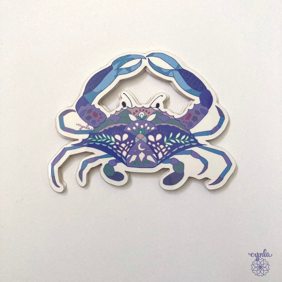 Blue Crab Sticker - Crab Stickers, 3 Inch Vinyl, Crabby, Cancer Gift ...