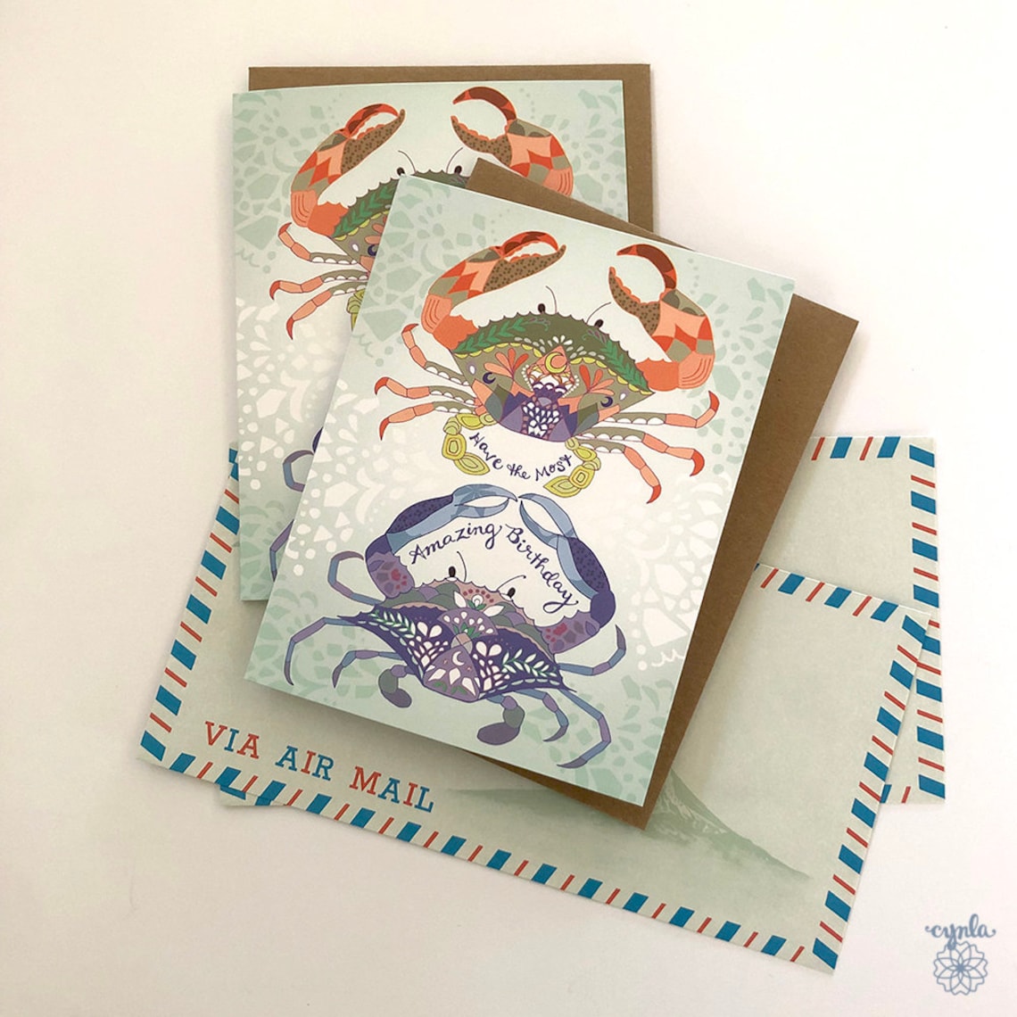 Crab Birthday Greeting Card - Crabs Card, Cancer Zodiac, Birthday Card ...