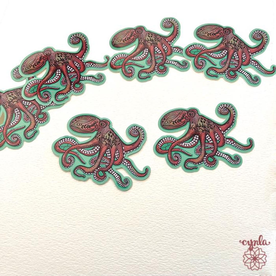 Octopus Sticker - Ocean Sea Stickers 3 Inch Vinyl Octopuses Octopi ...