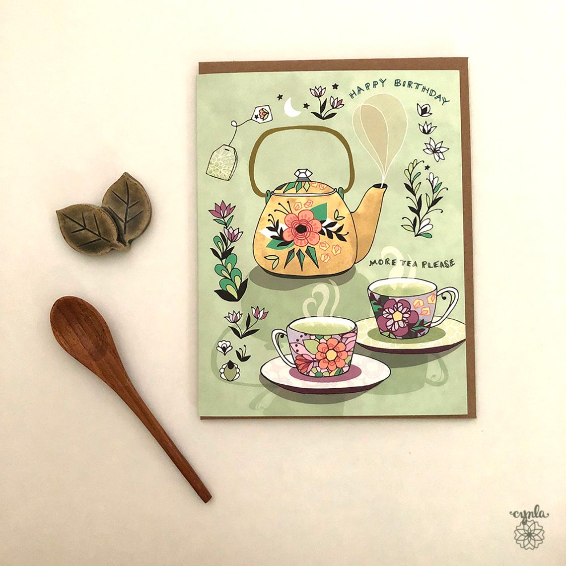 Green Tea Greeting Card - Tea Card, Tea Birthday Card, Tea Time ...