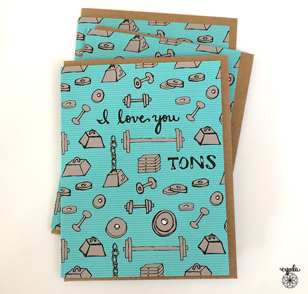 I Love You Tons Card - Love Card Valentines Day Card Weights Tons ...