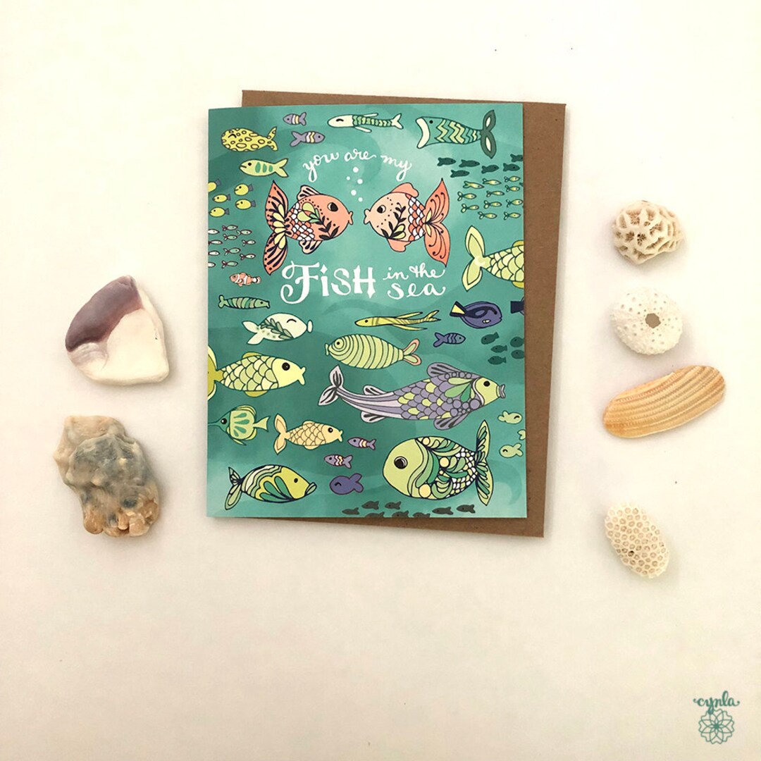 Love Fish Card - Fish in the Sea Greeting Card, Valentine's Day Card ...