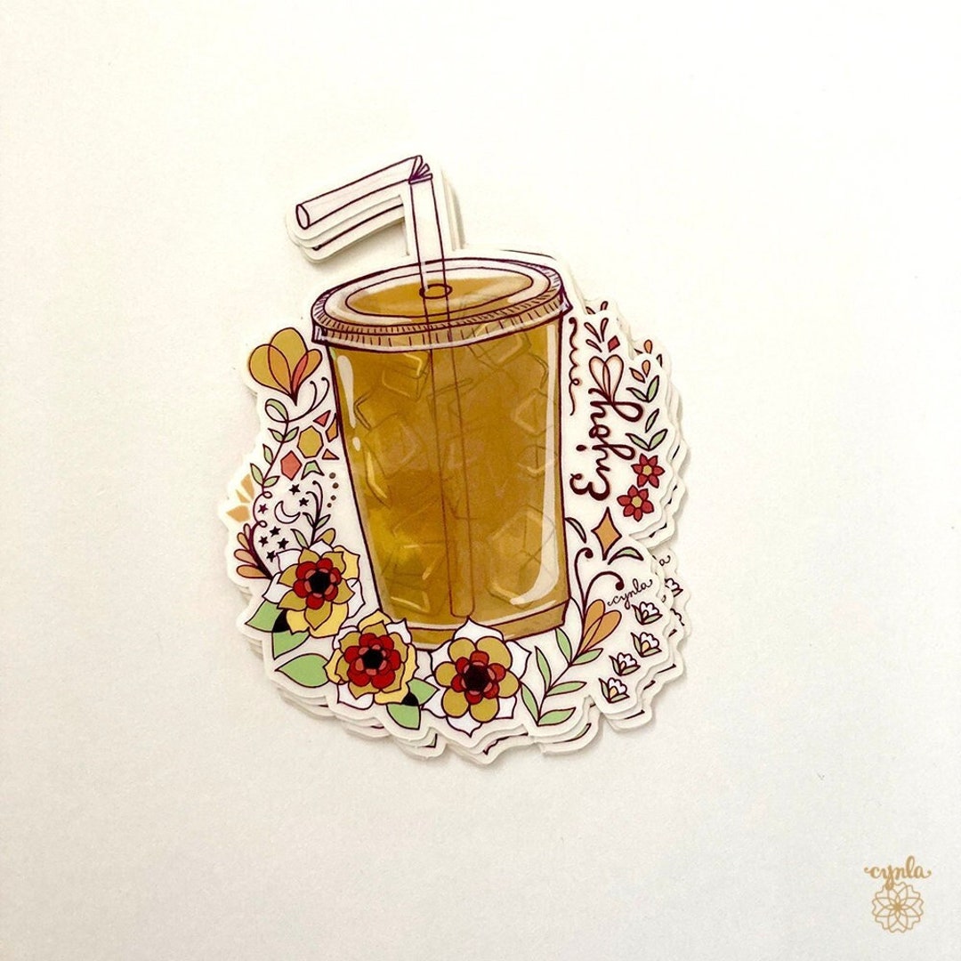 Iced Coffee Sticker - Stickers 3-3.5 Inch Vinyl Clear Coffee Stickers ...