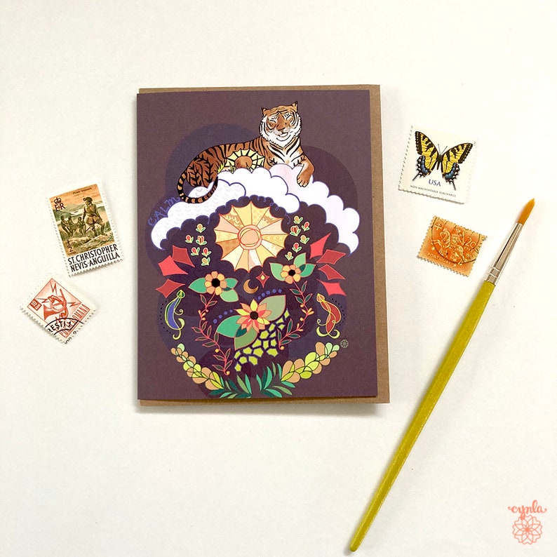 Calm Tiger Greeting Card Tigers Birthday Card Blank Card - Etsy