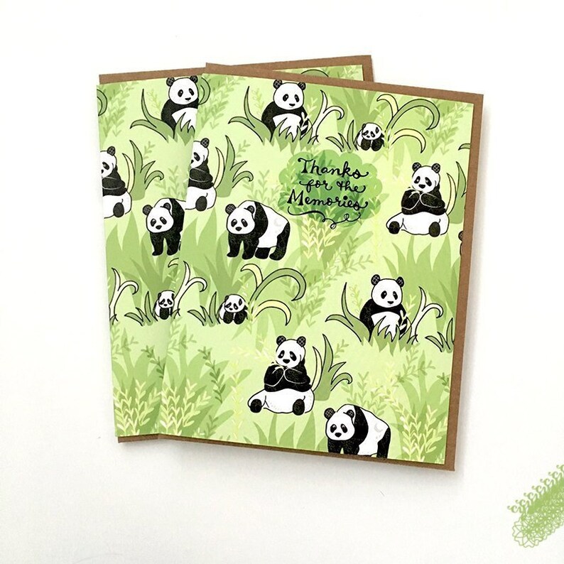 Panda Thank You Cards Thanks for the Memories Thanks so - Etsy