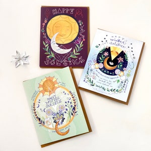 Solstice Sun Moon Card - Solstice Greeting Card, Holiday Greeting Card ...