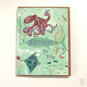 Octopus Greeting Card - Octopus Birthday Ocean Beach Sea Octopi ...