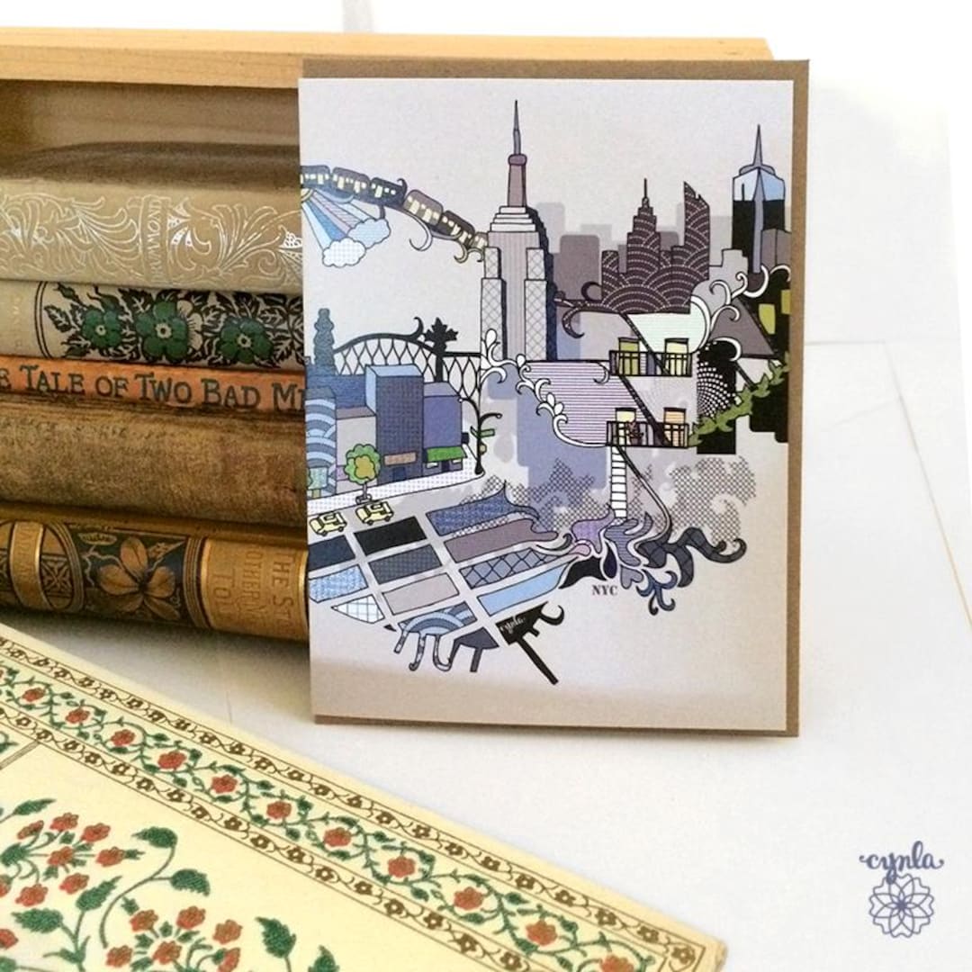 New York City Skyline Card NYC Card New York Card Empire State Card New ...