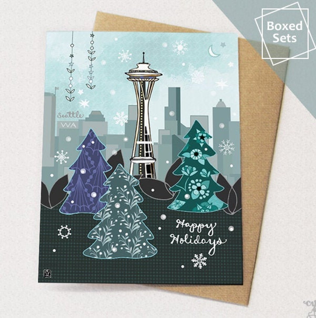 Seattle Holiday Cards BOXED SETS Greeting Card Seattle Washington Card ...