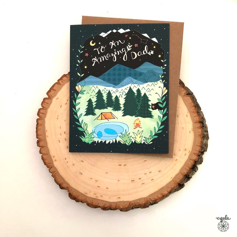 Dad Camping Card Father's Day Card Forest Dad - Etsy