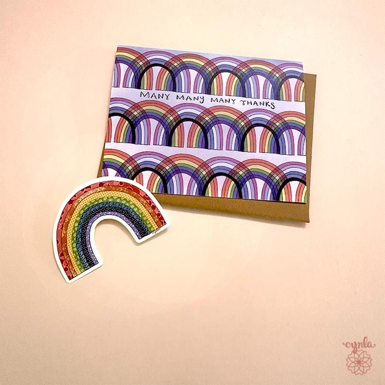 Rainbow Thank You Card Preschool Teacher Appreciation Colorful Thanks ...