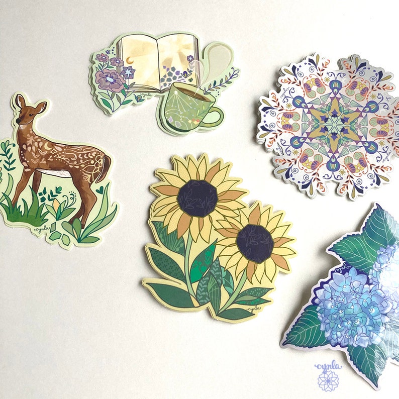 Hydrangea Sticker Floral Gardener Gift Pretty Flower Vinyl Sticker Blue ...