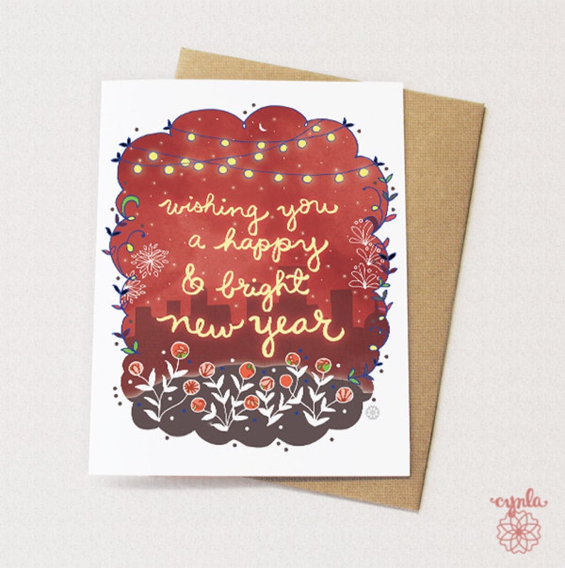 Bright Happy New Year Cards Holiday Cards New Years Day - Etsy