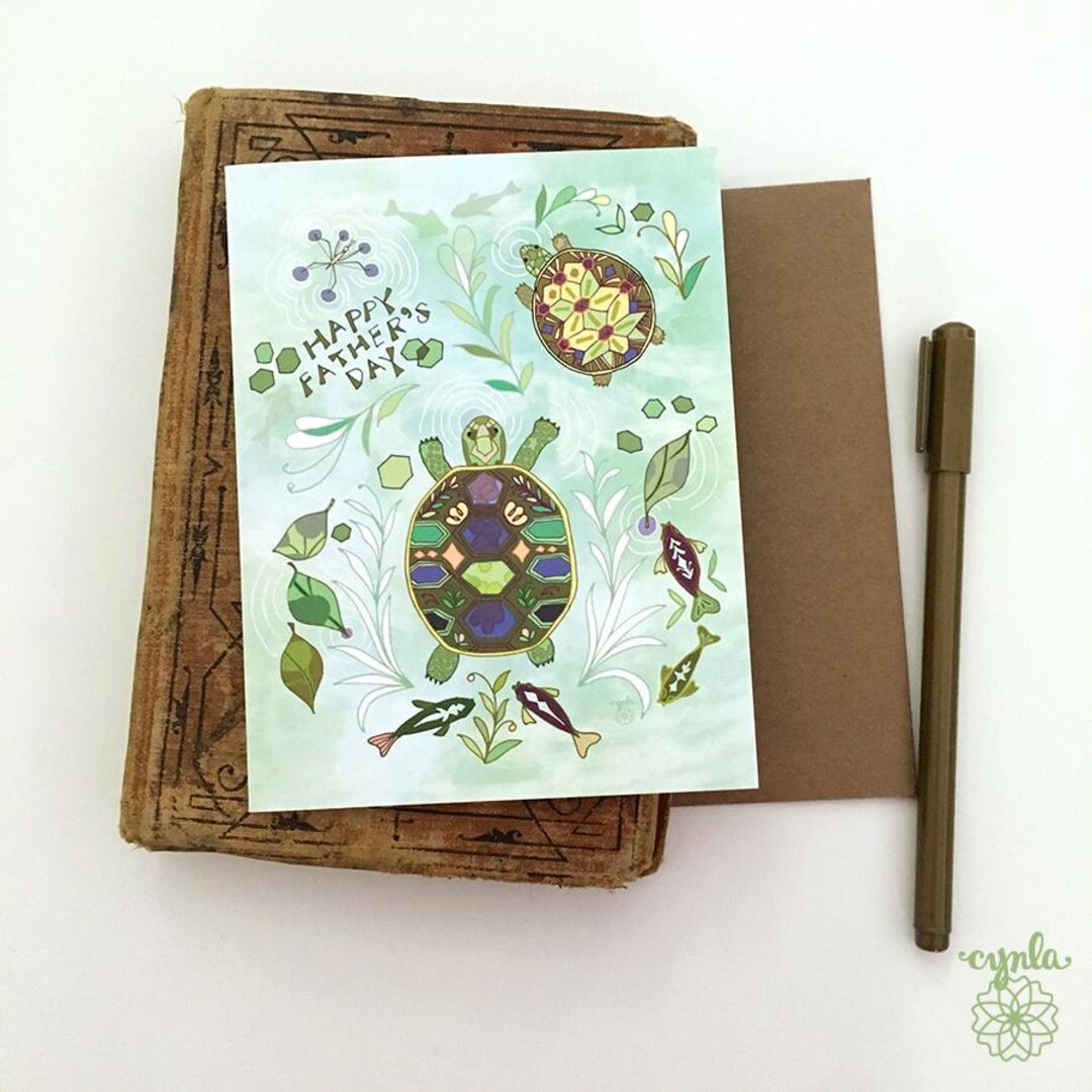 Father's Day Turtle Card - Father's Day Card Turtle Greeting Card ...