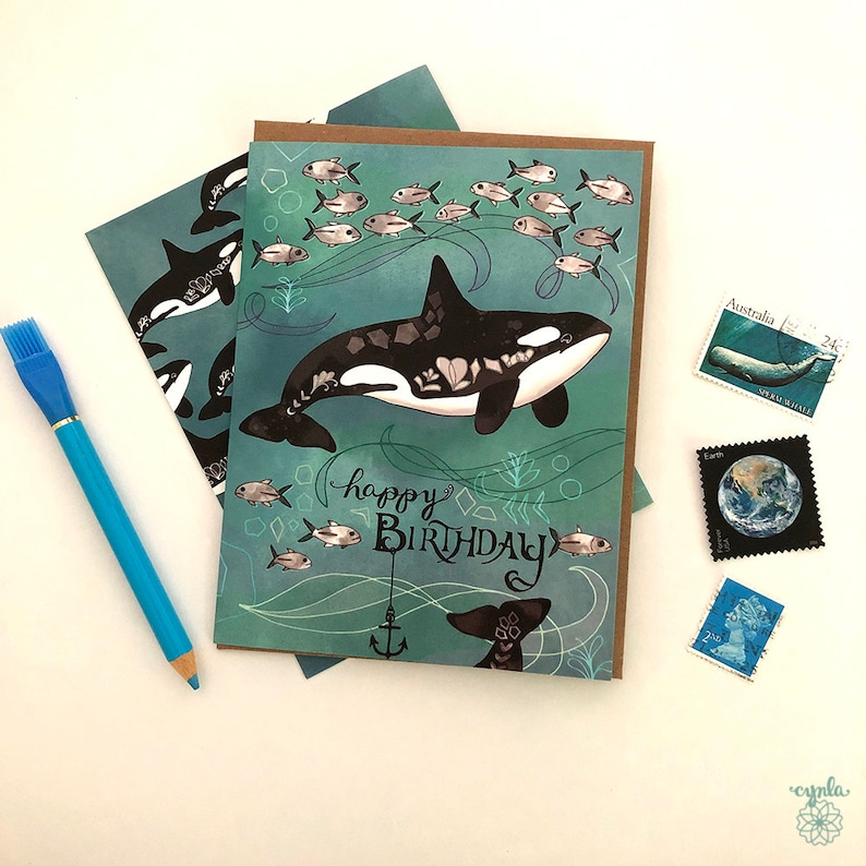 Orca Greeting Card - Killer Whale Card, Orcas, Birthday Card Whale ...