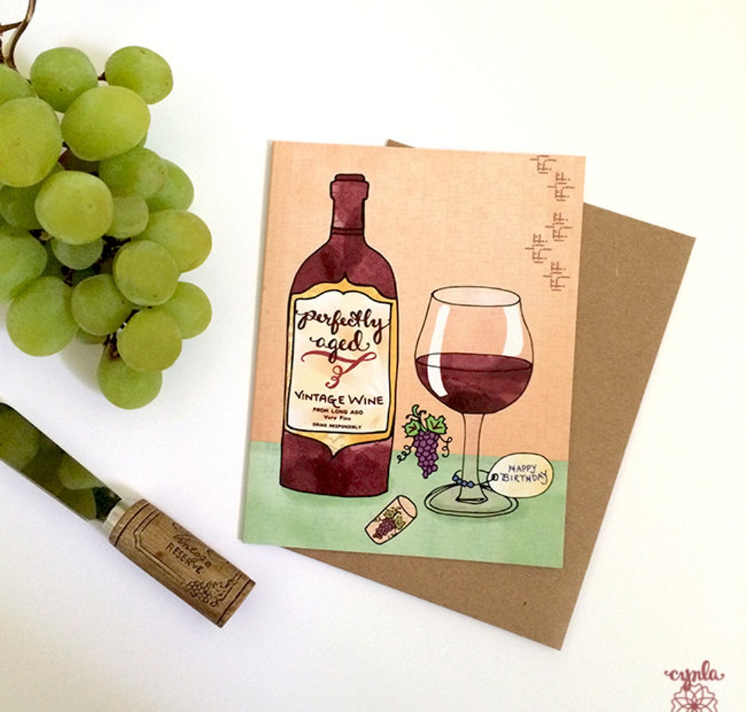 Red Wine Greeting Card, Wine Card, Fine Wine Illustrations, Wine Glass ...