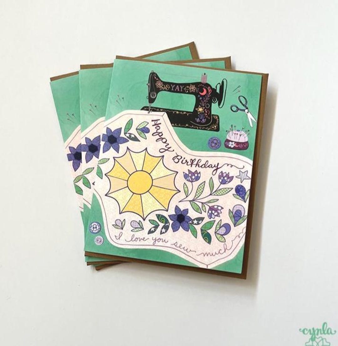Sewing Machine Greeting Card - Sewing Birthday Card Quilt Maker Gift ...