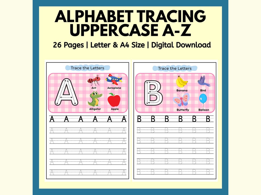 Alphabet Tracing Worksheets | Uppercase A-Z Handwriting Practice (PDF ...