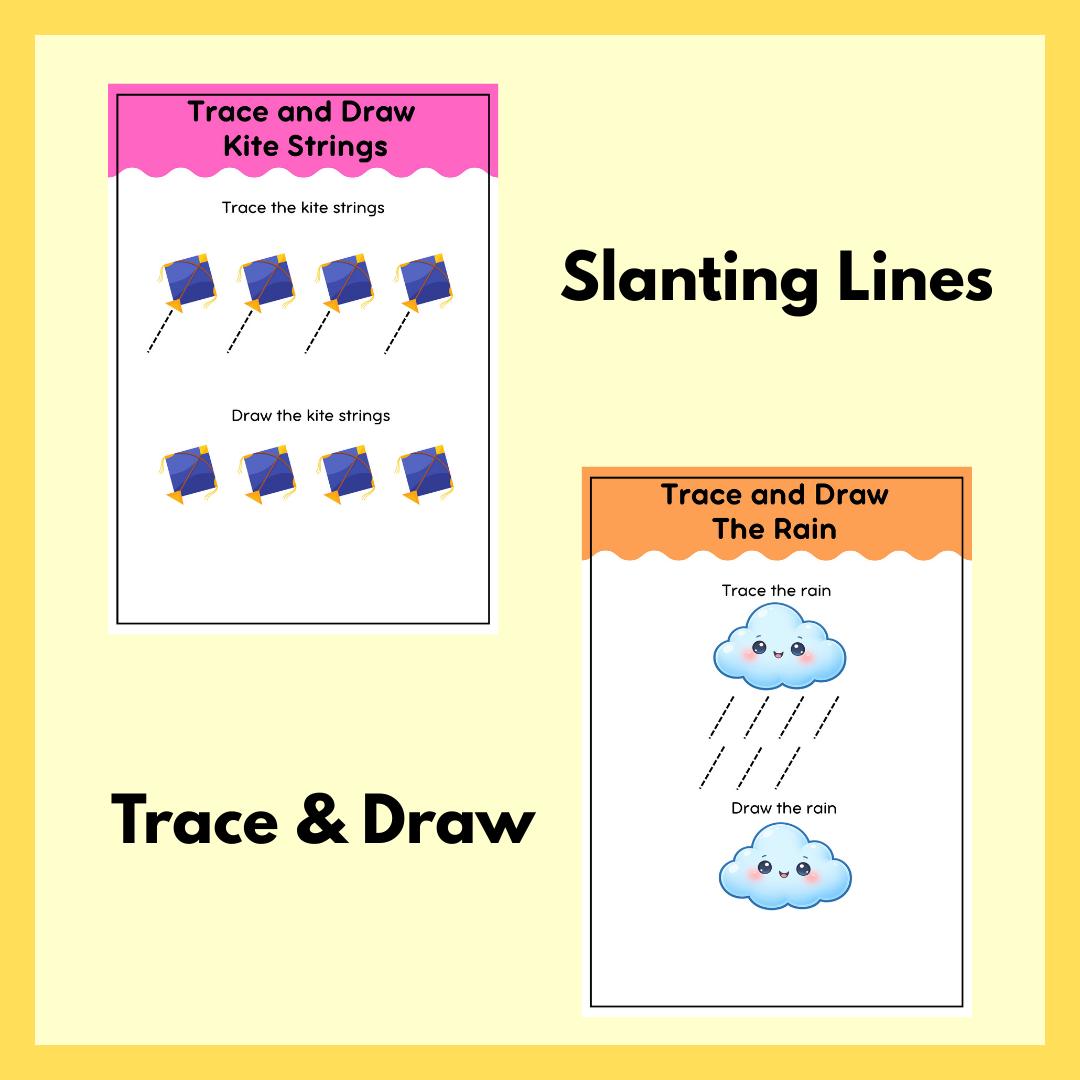 8 Pre-writing Line Tracing Worksheets | Preschool & Kindergarten Fine ...
