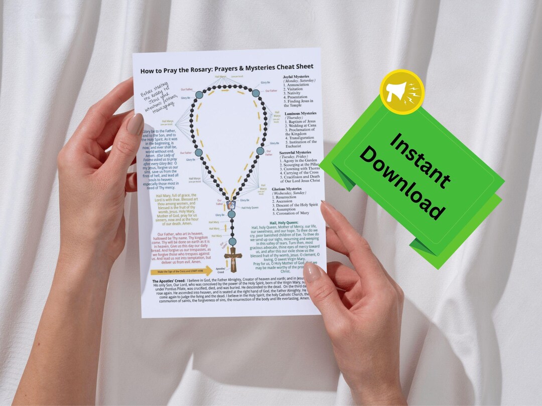 How to Pray Rosary Cheat Sheet | Color-coded Prayers, Mysteries Guide ...