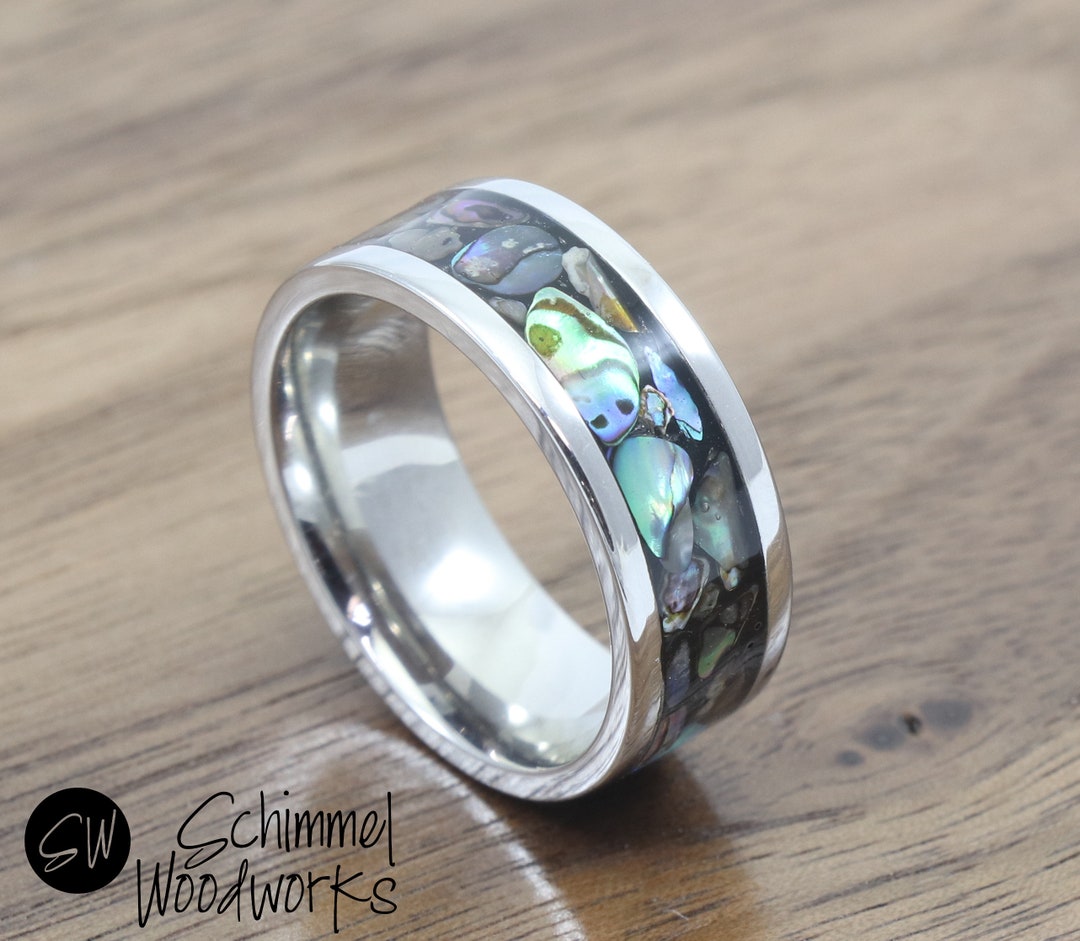 Abalone Shell Stainless Steel Ring - Etsy