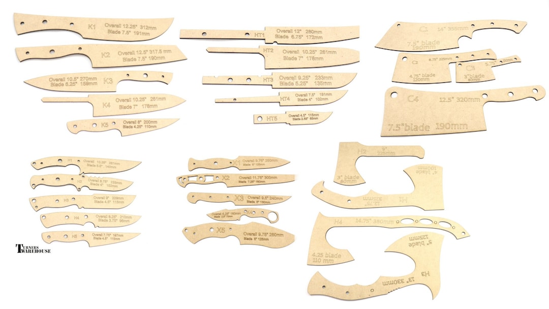 Knife Template - Kitchen Knife, Hunting Knife, Cleaver, Hatchet, Hidden ...