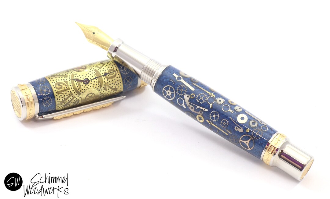 Vintage Watch Parts Fountain Pen - Rhodium and Gold Accents - Etsy