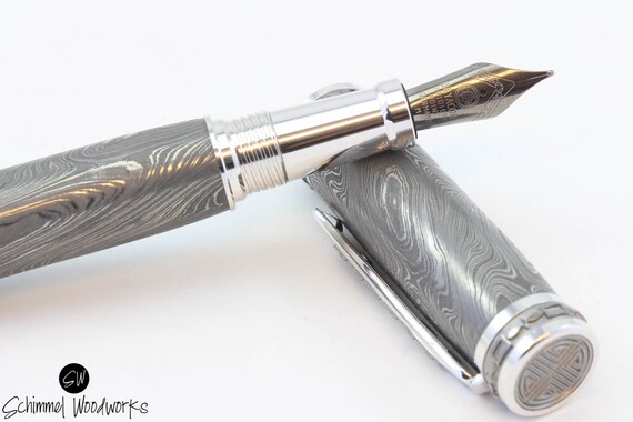 Hand Forged Damascus Steel Fountain Pen Personally Delivered - Etsy