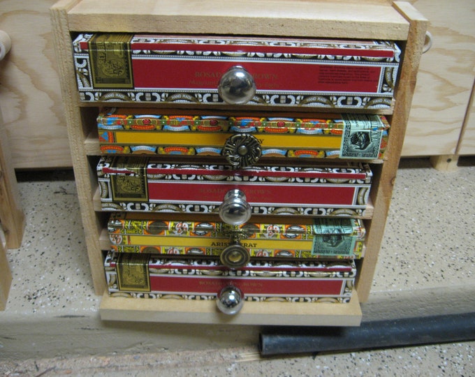 Big 5 Drawer Handmade Cigar Box Chest of Drawers All Wood Construction ...