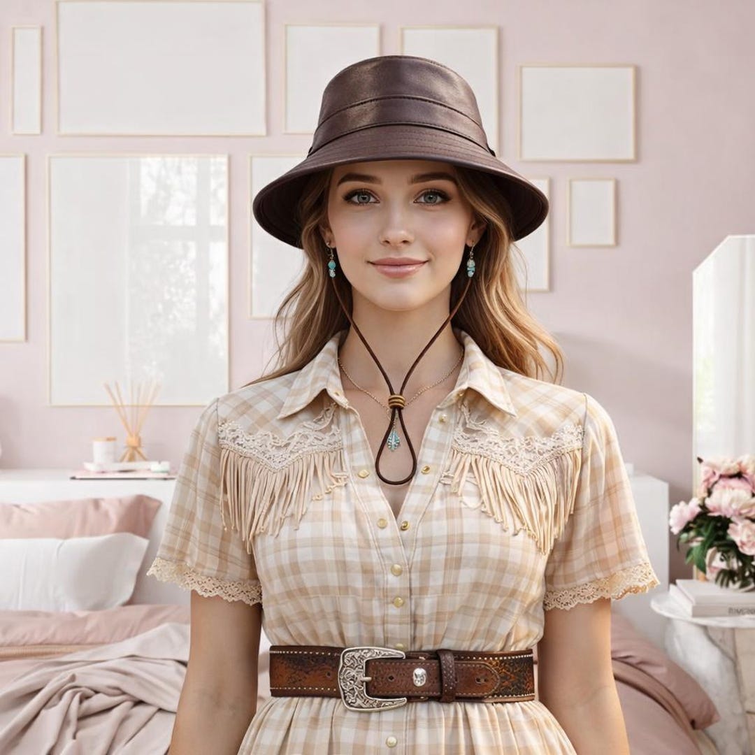 Genuine Leather Bucket Hat With Chin Strap – Handmade Western Casual ...