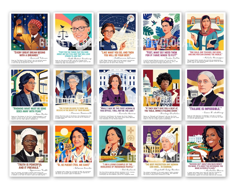 50 Women's History Month Posters, Minimalist Vector Portraits, Women in ...