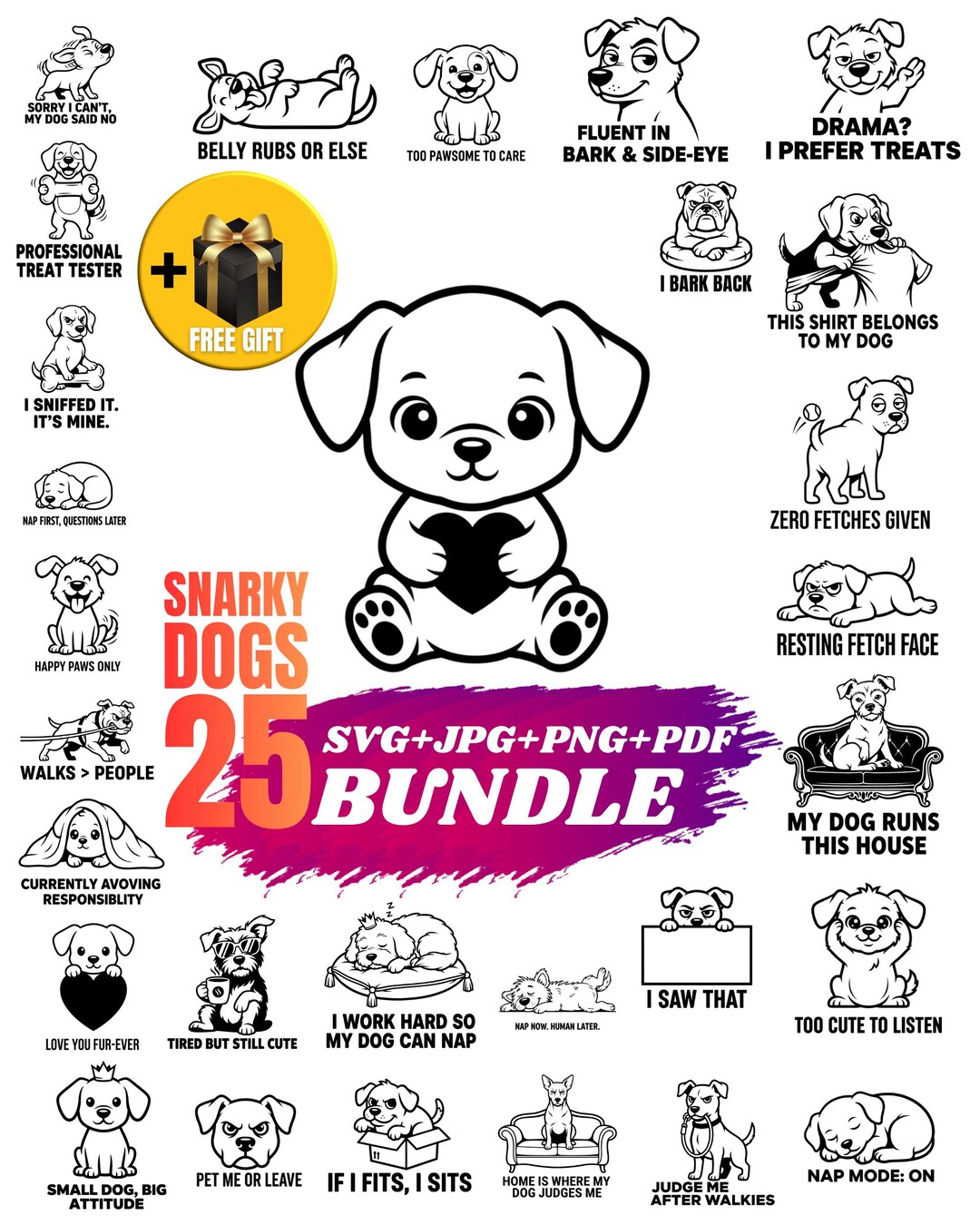 Snarky Dog SVG Bundle,png Funny Dog Quote Designs for Pet Lovers ...