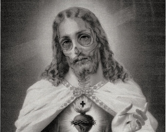 Three Faced Jesus Art Print, Trifacial Trinity, Triple Jesus Christ ...