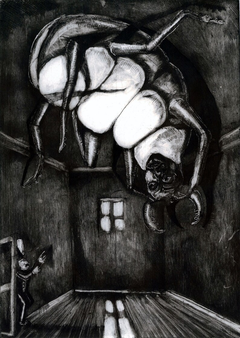 Metamorphosis Art, Kafka Print, Beetle Print, Dark Gothic Art, Kafka ...